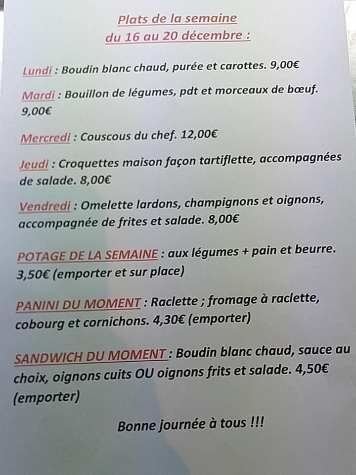 Menu at L'Art Chez Noé, Florennes