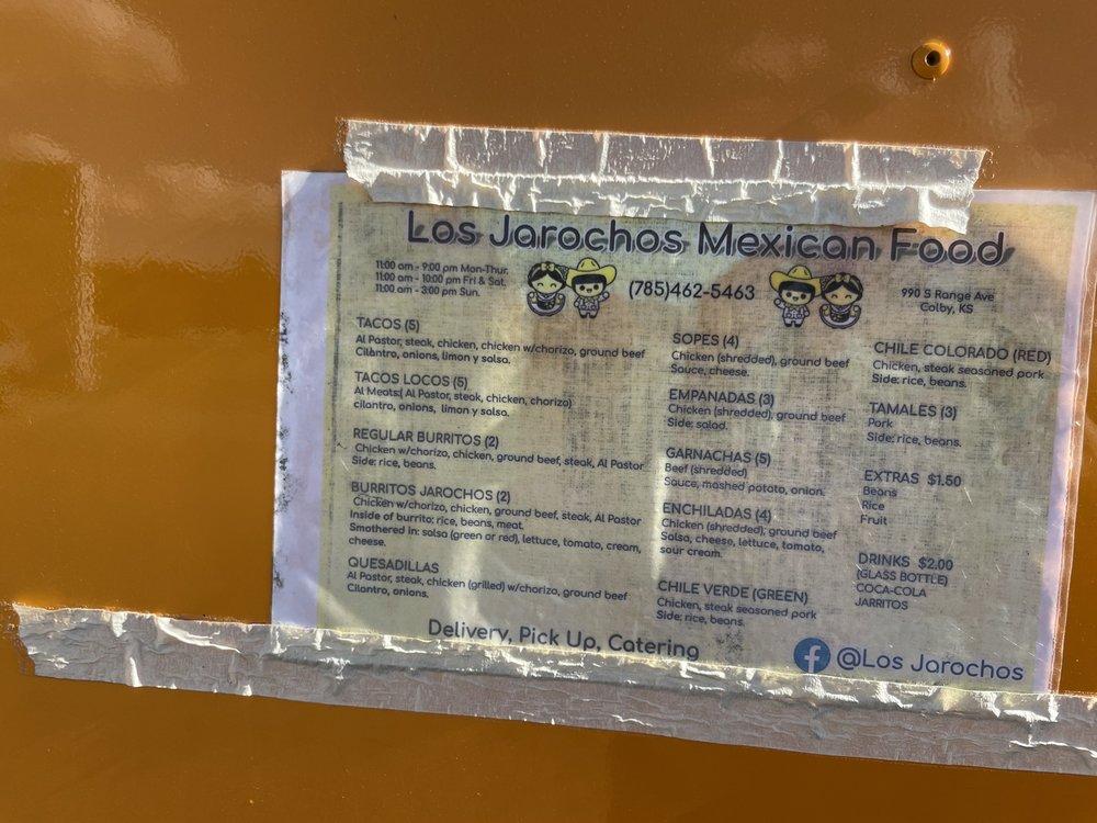 Menu at Los Jarochos Mexican Food restaurant, Colby