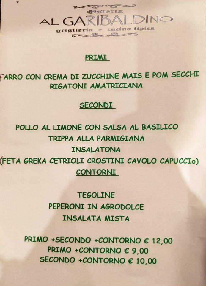 Menu da Al Garibaldino Da Gigi ristorante con griglia, Morgano