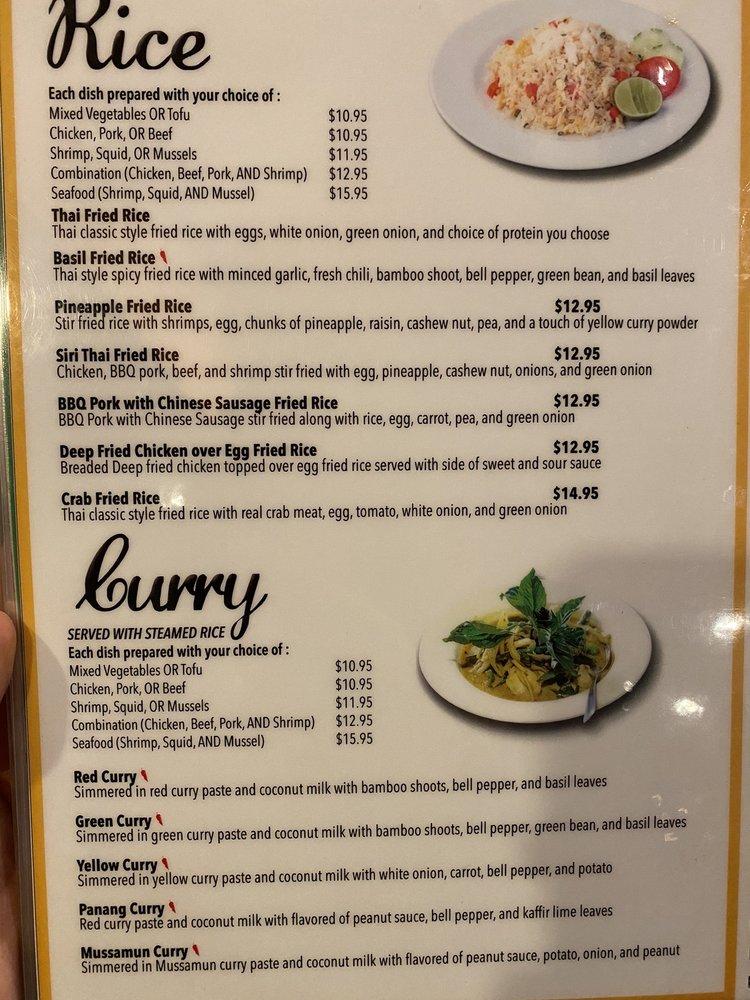 Menu at Siri Thai Restaurant Las Vegas, Henderson, Windmill Pkwy