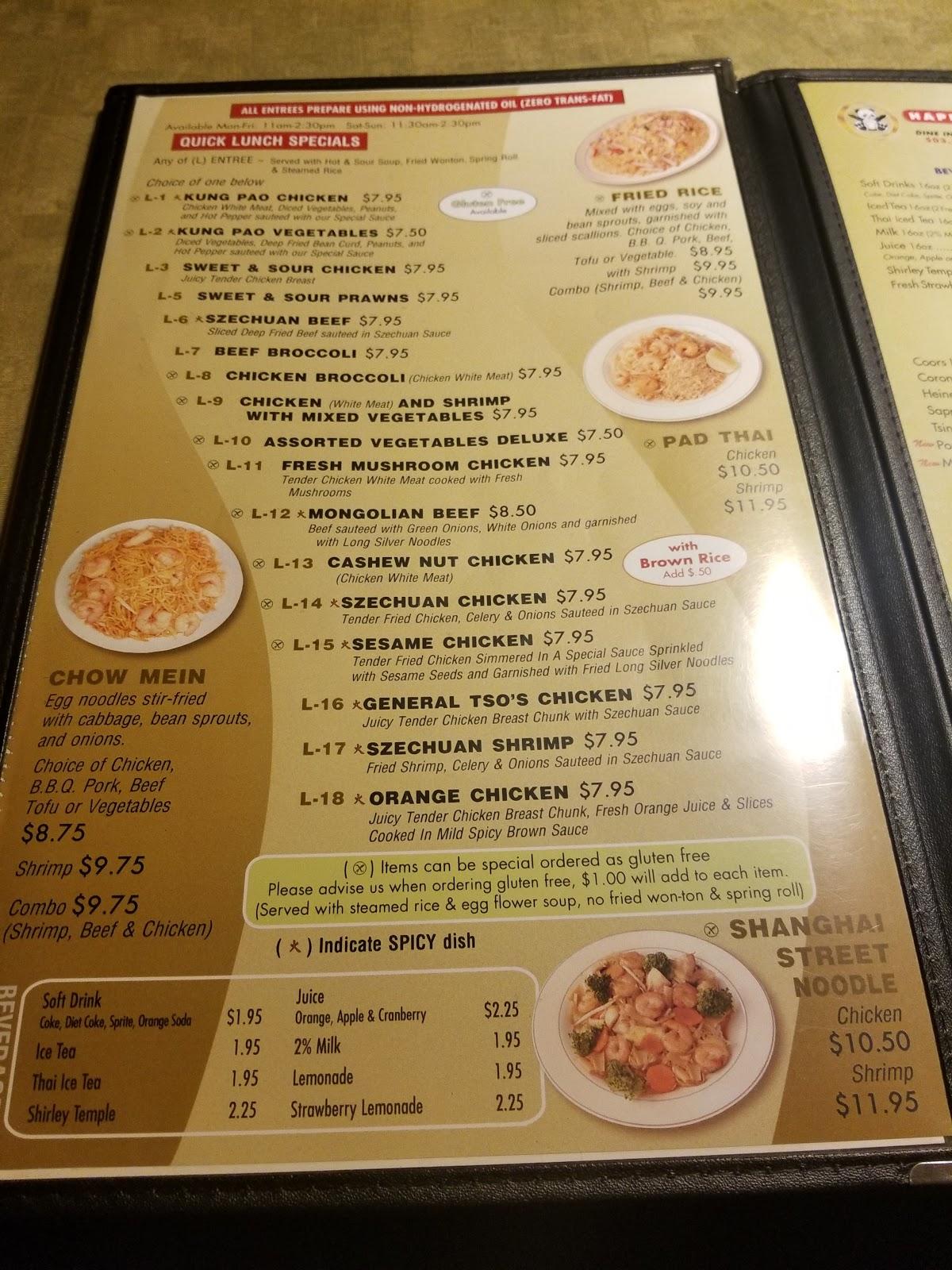 Menu at Happy Panda Restaurant, Beaverton