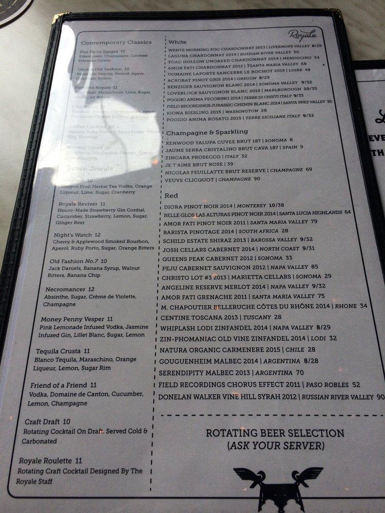 Menu at Oliver Royale Restaurant, by Oliver, Knoxville, 5 Market Square