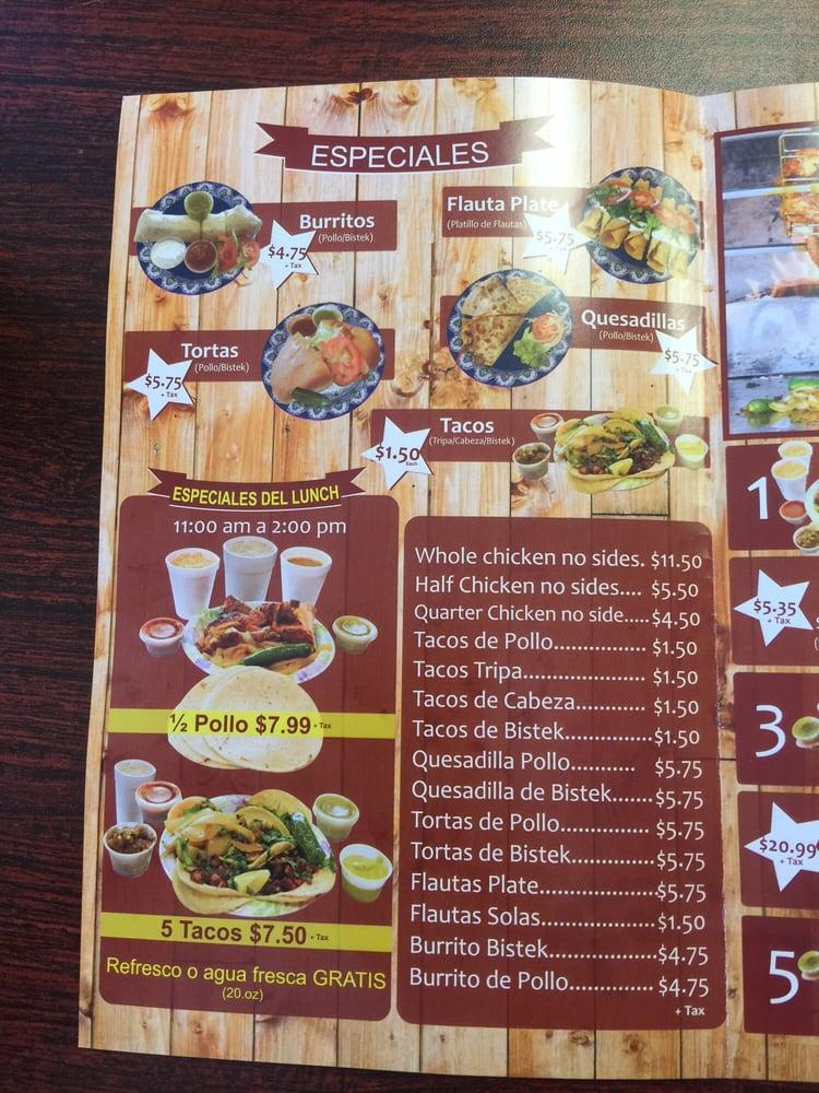 Menu at Pollos La Pullita restaurant, Arlington