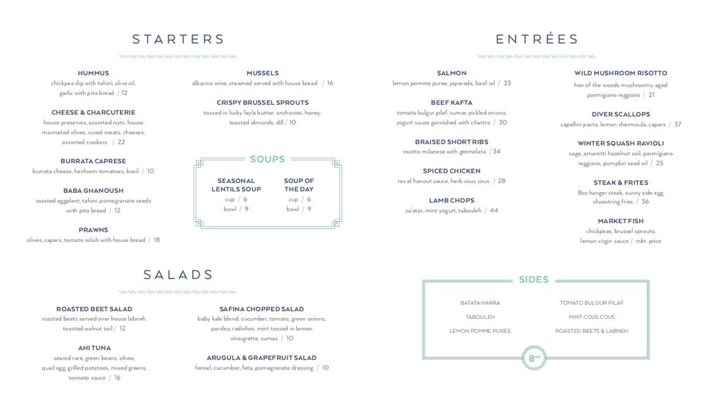 Menu at Safina pub & bar, Houston