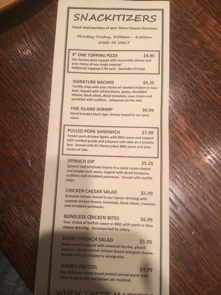 Menu at Stone Canyon Pizza Gladstone pizzeria, Gladstone, 504 NE 70th St
