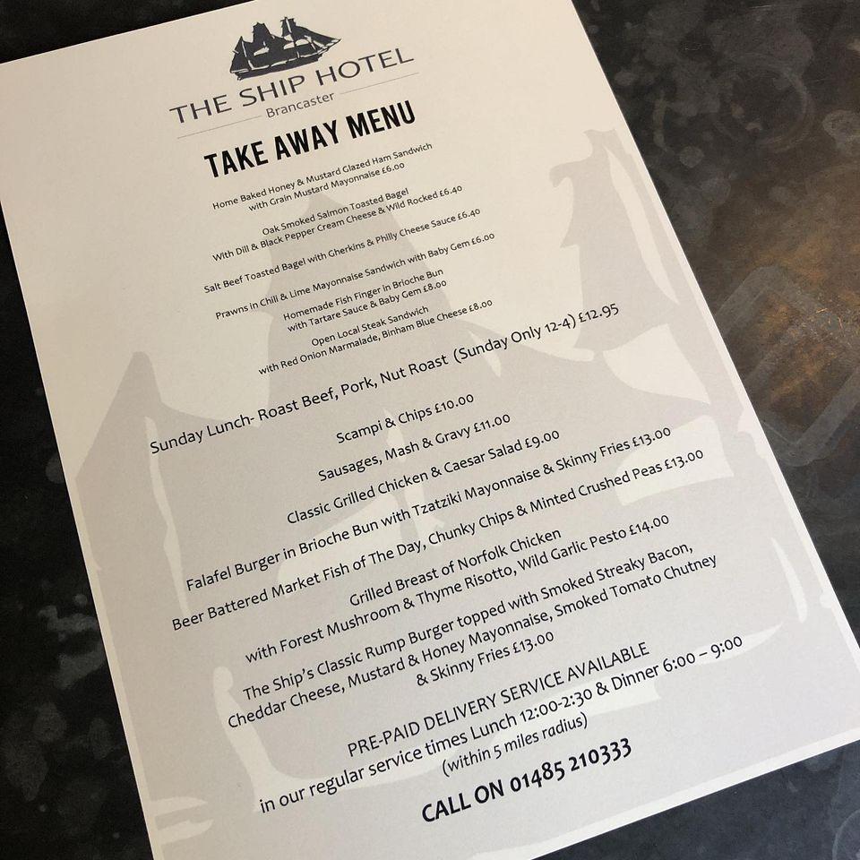 Menu at The Ship Hotel pub & bar, Brancaster