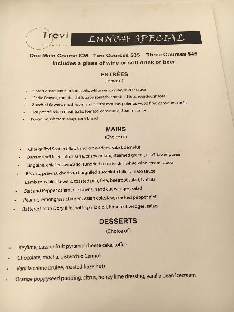 Menu at Trevi Lakeside desserts, Baulkham Hills