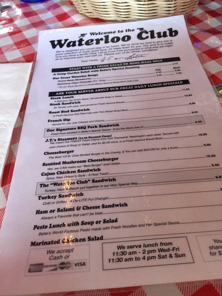 Menu at The Waterloo Restaurant, Stockton