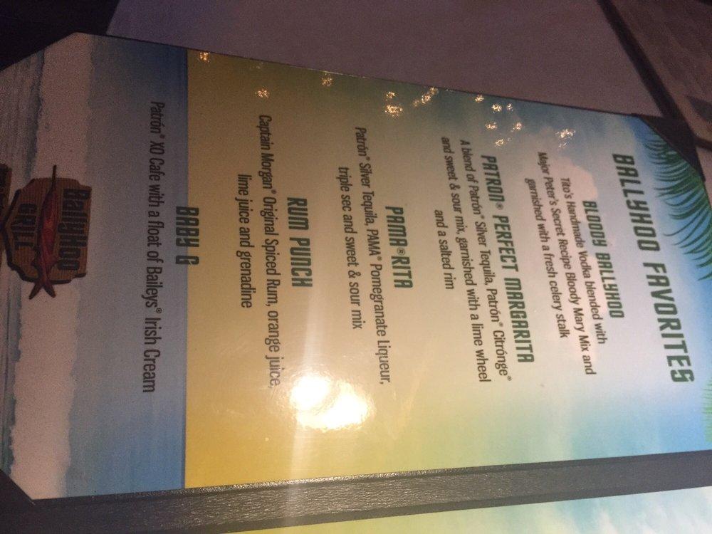 Menu at Ballyhoo Grill steakhouse, Tampa