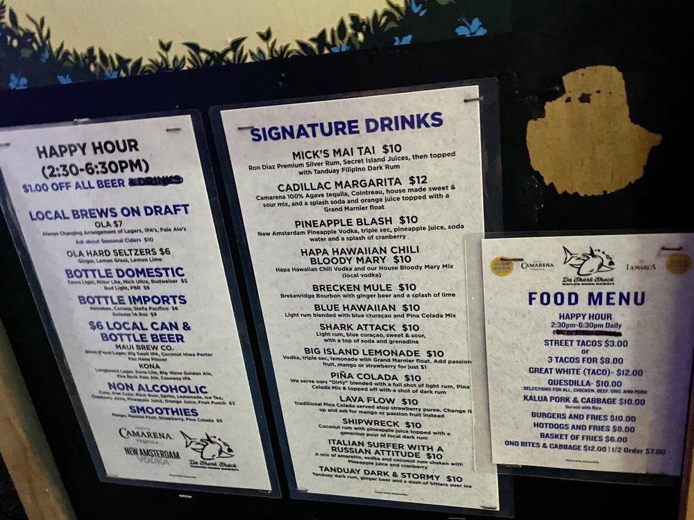 Menu at Da Shark Shack pub & bar, Kailua-Kona