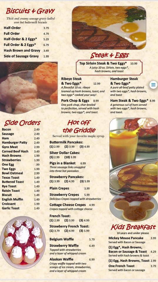 Menu at Diner 54 restaurant, Kirksville