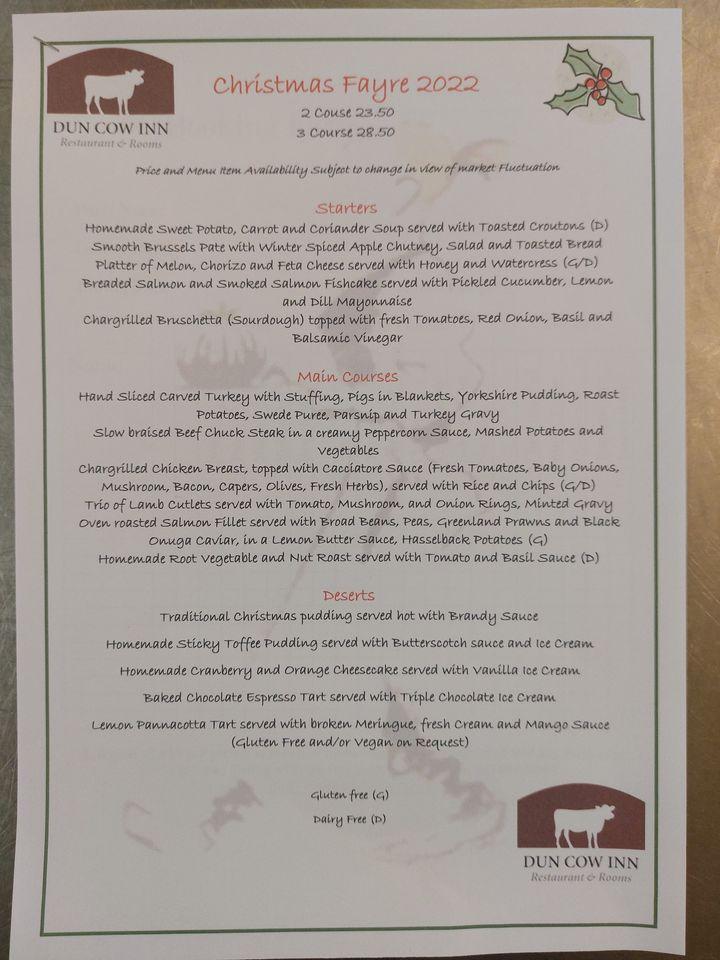 Menu at Dun Cow Inn pub & bar, Stockton-on-Tees, 43 Front St