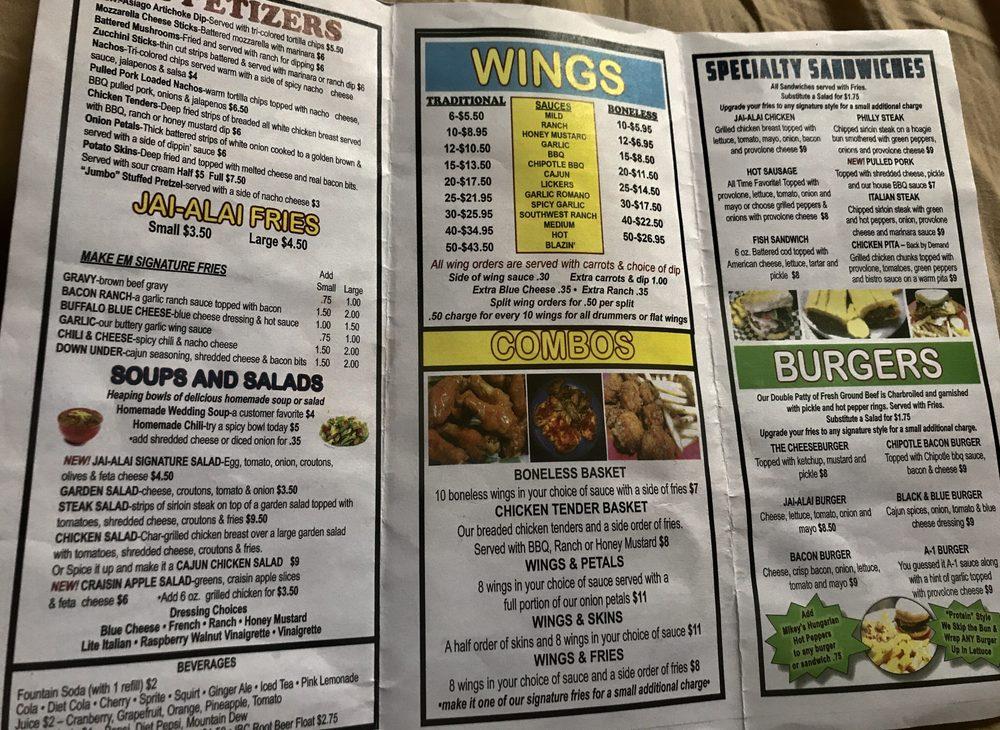Menu at Jai Alai restaurant, Hermitage