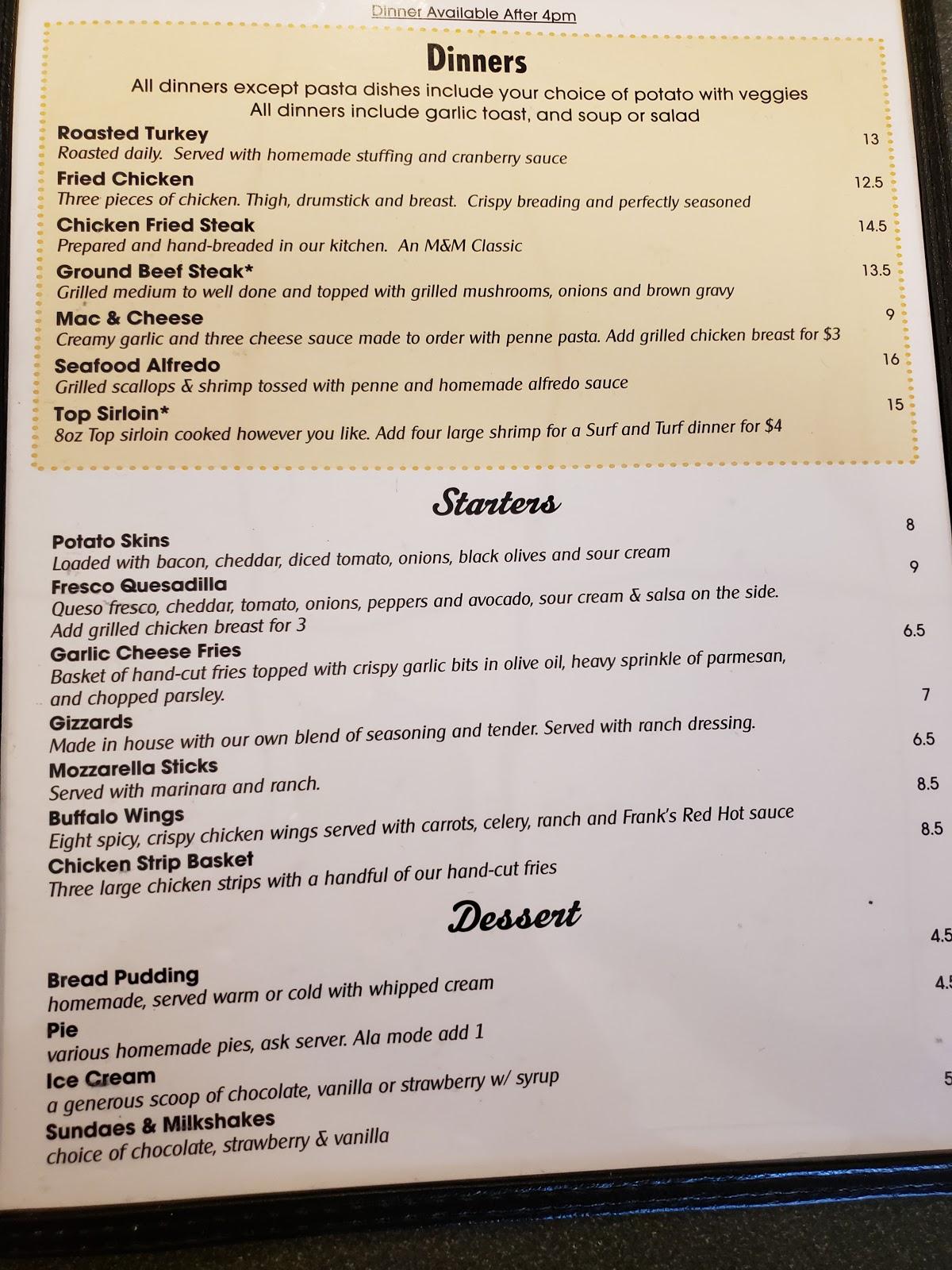 Menu at M & M Restaurant & Lounge, Gresham