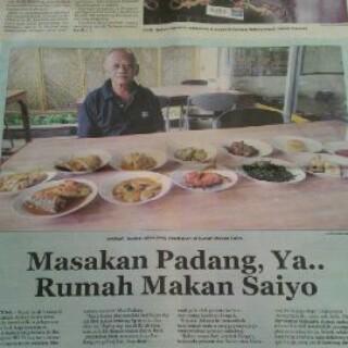 Menu at Rm Saiyo Masakan Padang restaurant, Tanak Awu