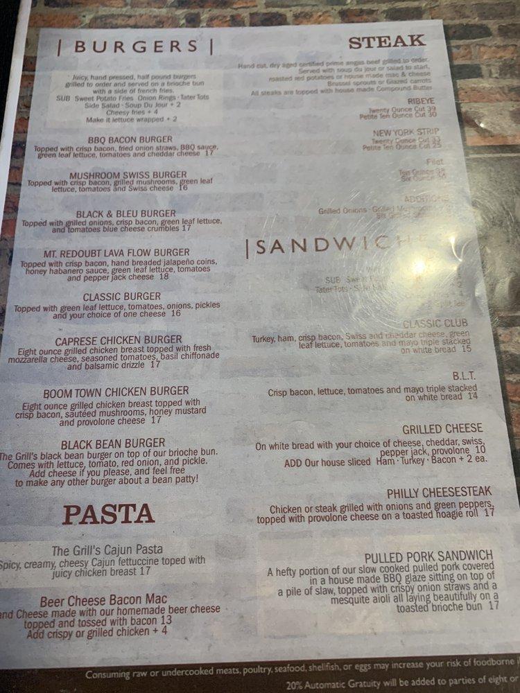 Menu at The Grill pub & bar, Wasilla