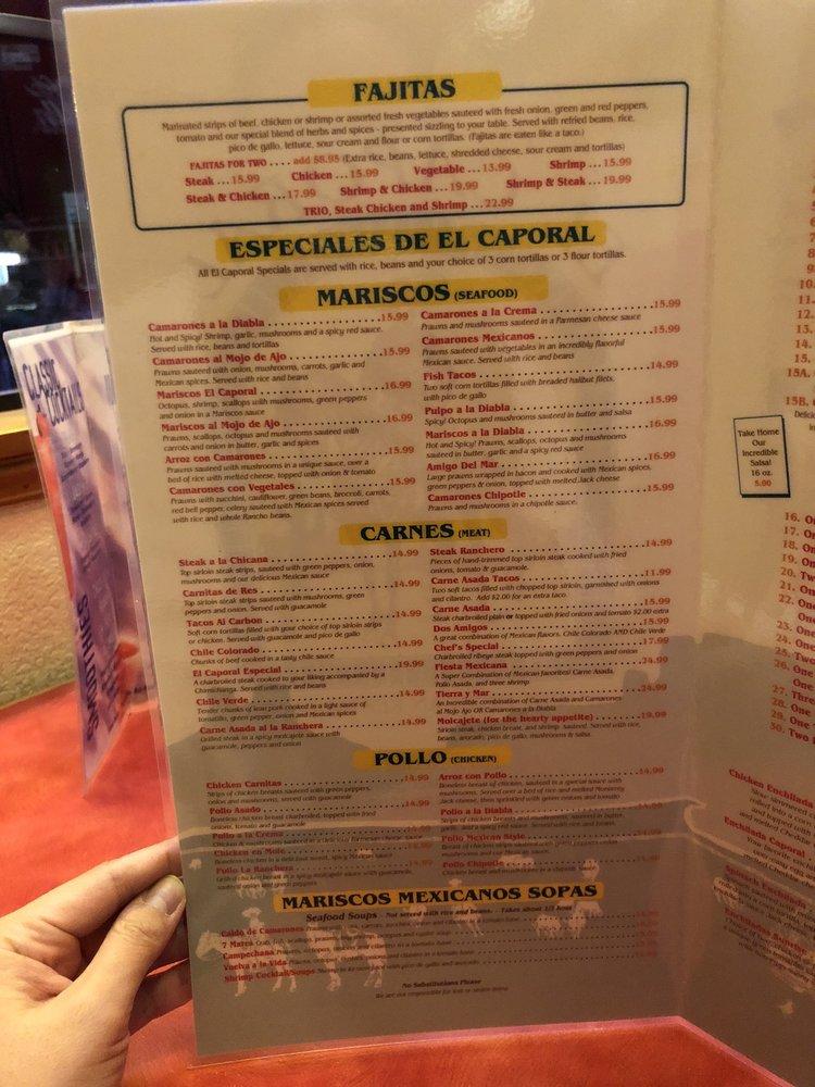 Menu at El Caporal Mexican Restaurant, Cle Elum