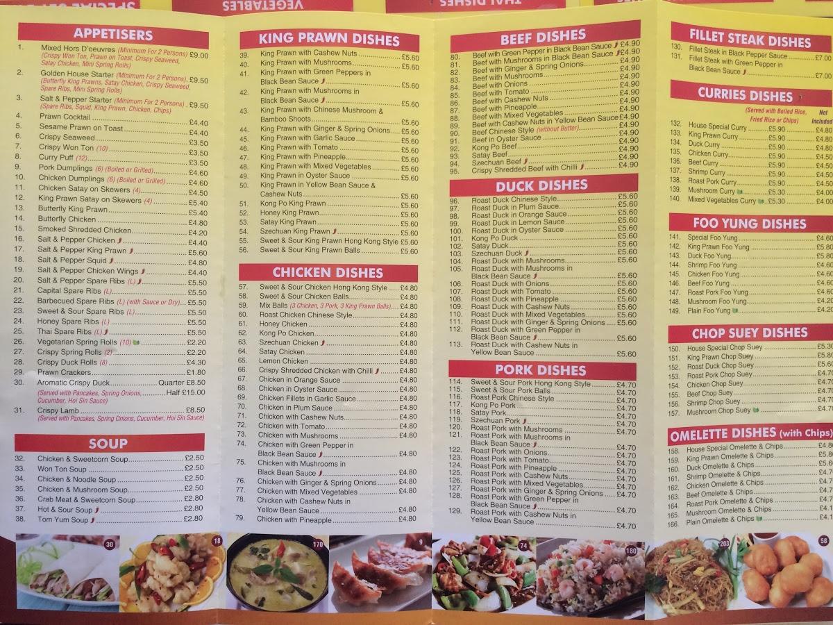 Menu at Golden House, Littlehampton
