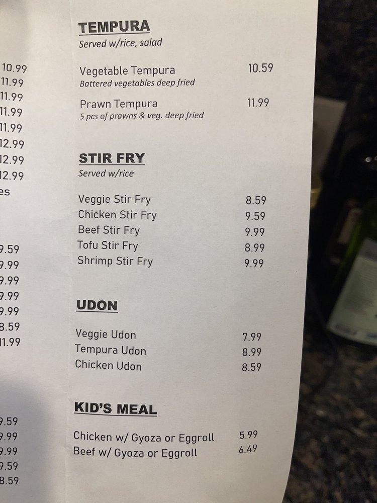 Menu at Ichi Bento restaurant, Shoreline