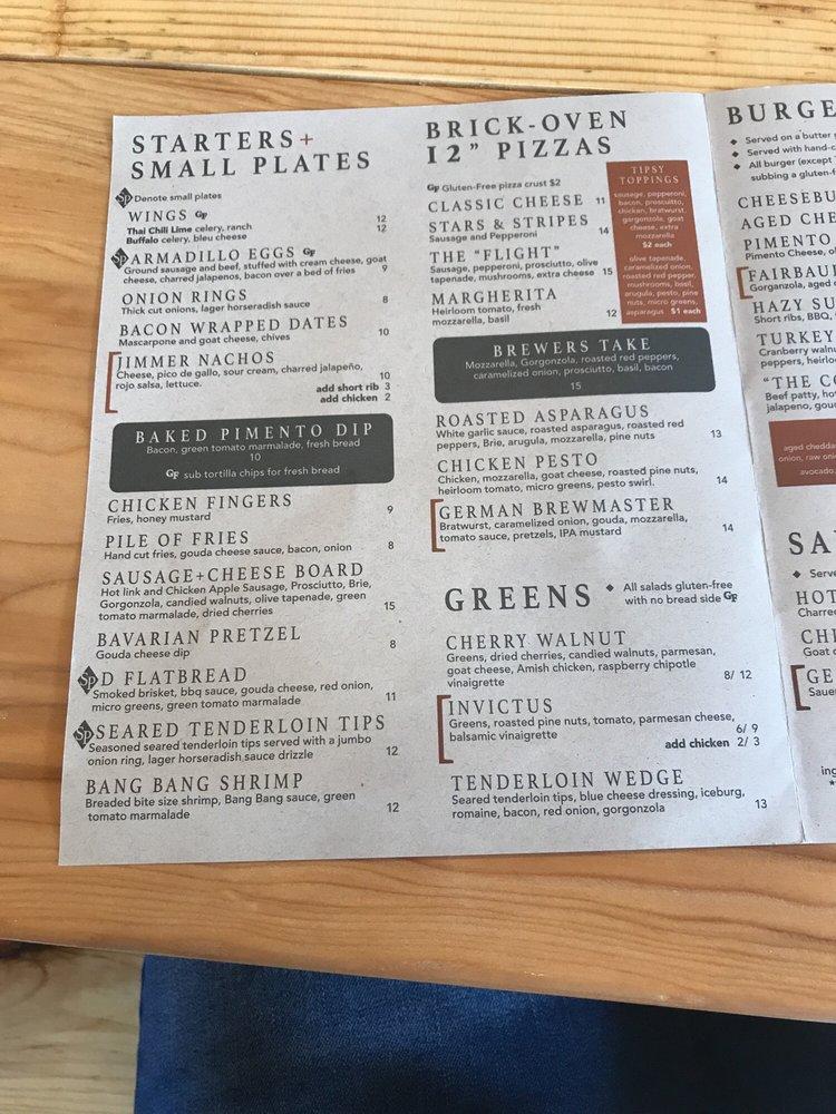 Menu at Invictus Brewing Company restaurant, Blaine