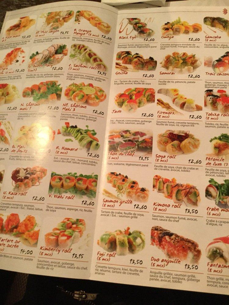 Menu at Kasa Sushi restaurant, Montréal