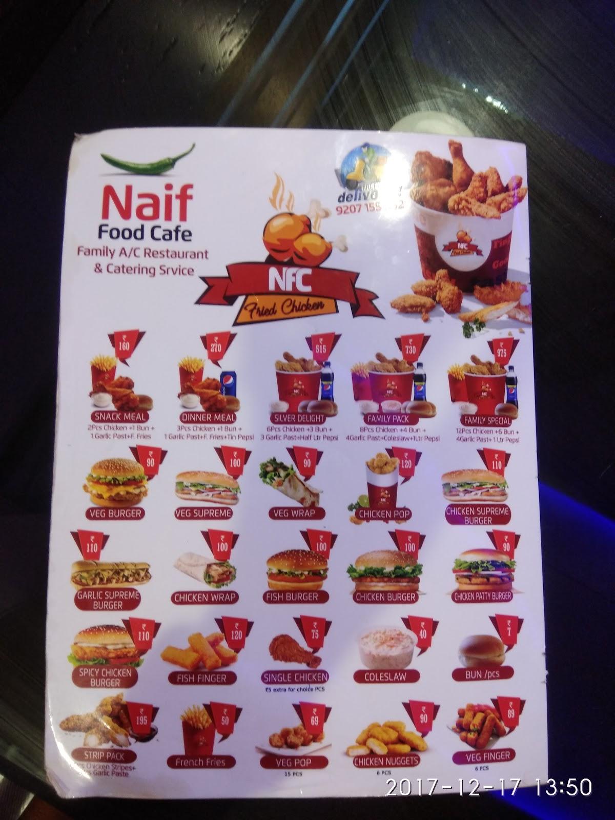 Menu at Naif Food Cafe, Bekal