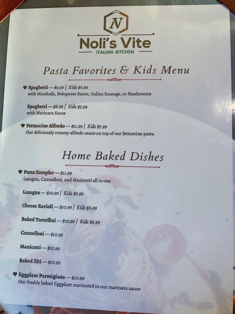 Menu at Noli's Vite pizzeria, New Braunfels