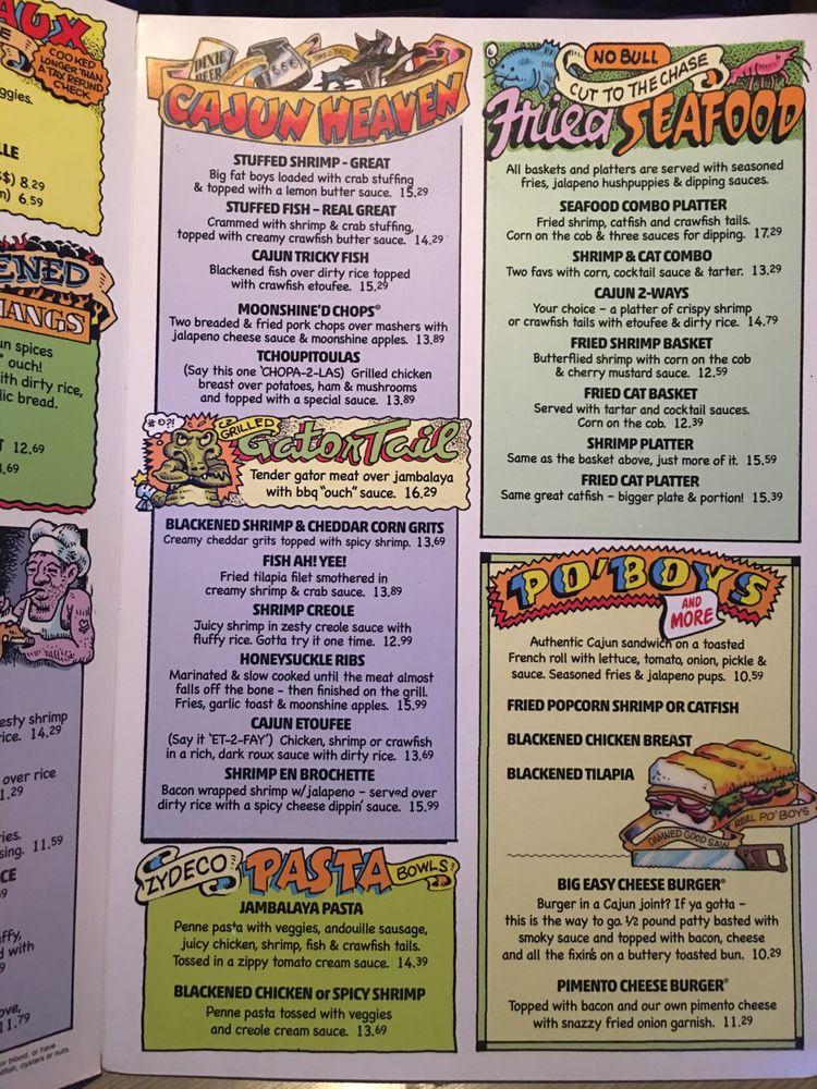 Menu at Razzoo's Cajun Cafe, Round Rock