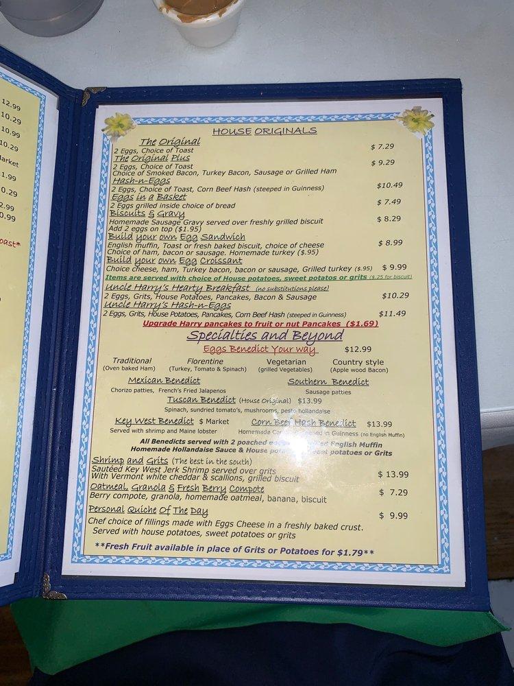 Menu at The Breakfast House restaurant, Sarasota