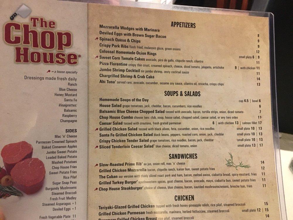 Menu at The Chop House steakhouse, Hendersonville