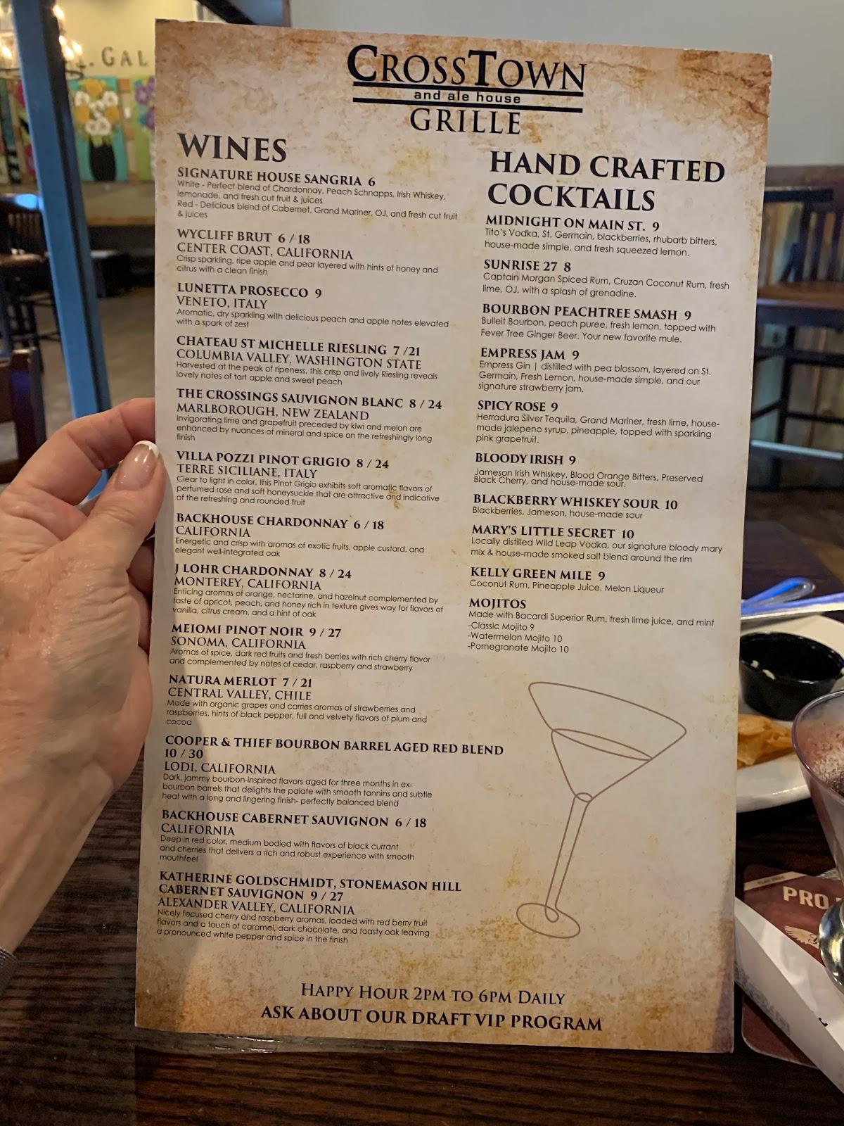Menu at Crosstown Grille and Ale House pub & bar, Peachtree City