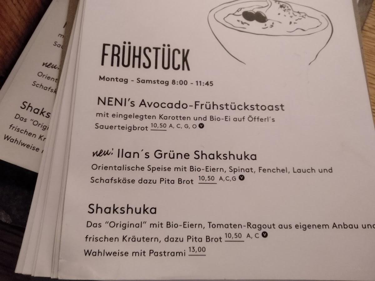 Speisekarte von NENI am Naschmarkt restaurant, Wien
