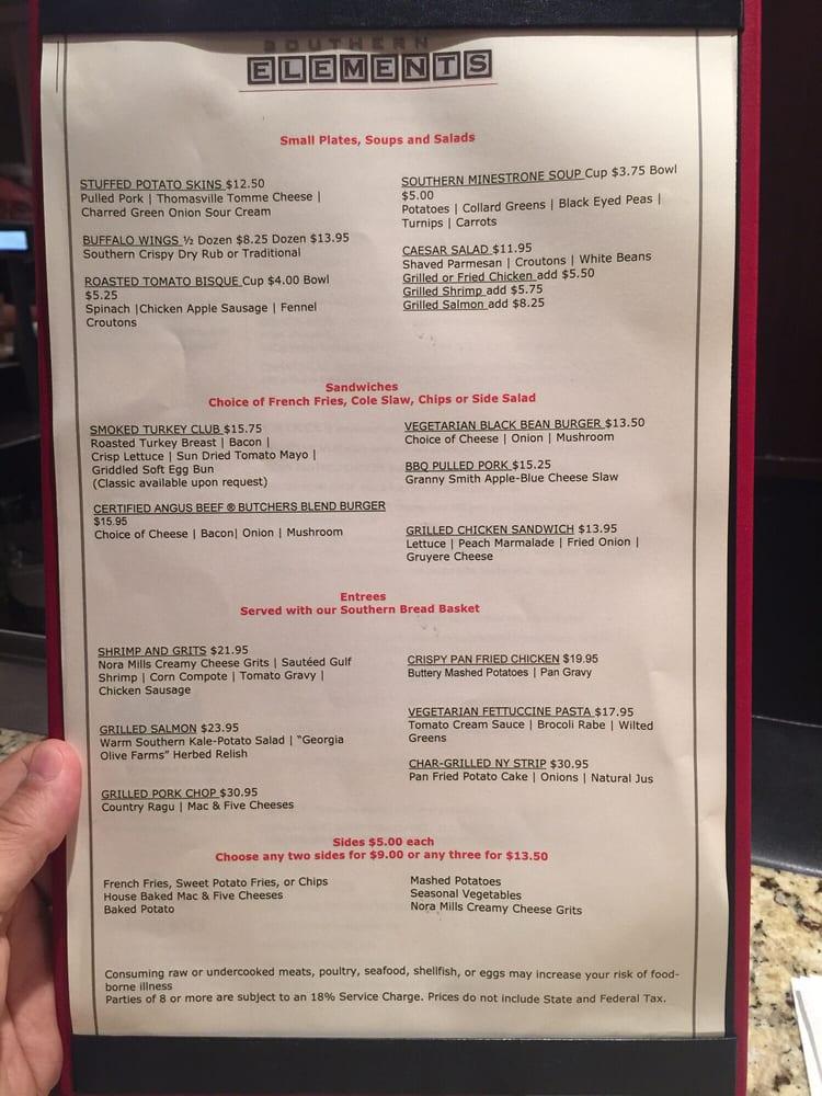 Menu at Southern Elements pub & bar, Atlanta, 255 Courtland St NE