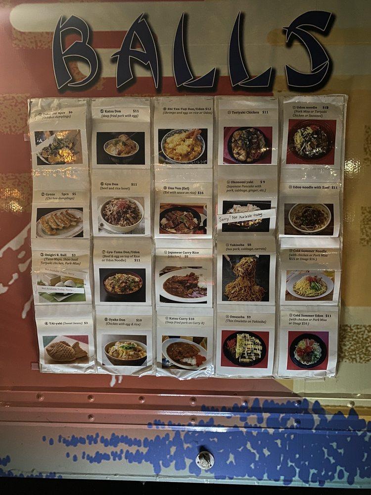 Menu at Takoyaki Balls, Tucson