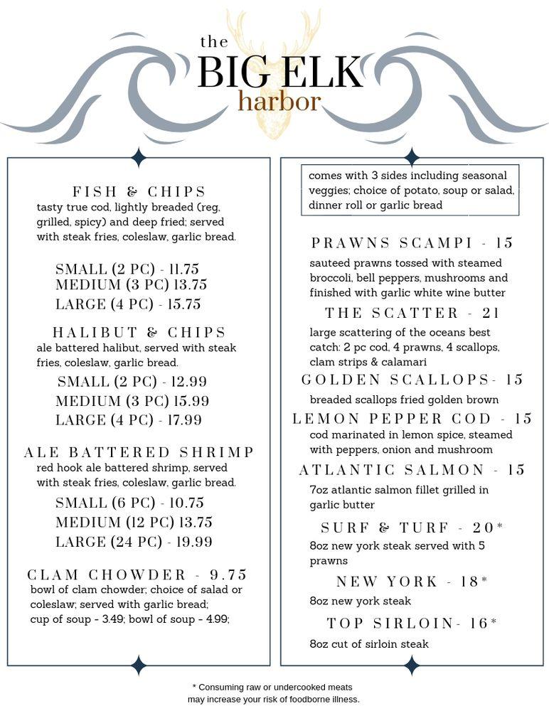 Menu at The Big Elk Restaurant, Sequim, 707 E Washington St
