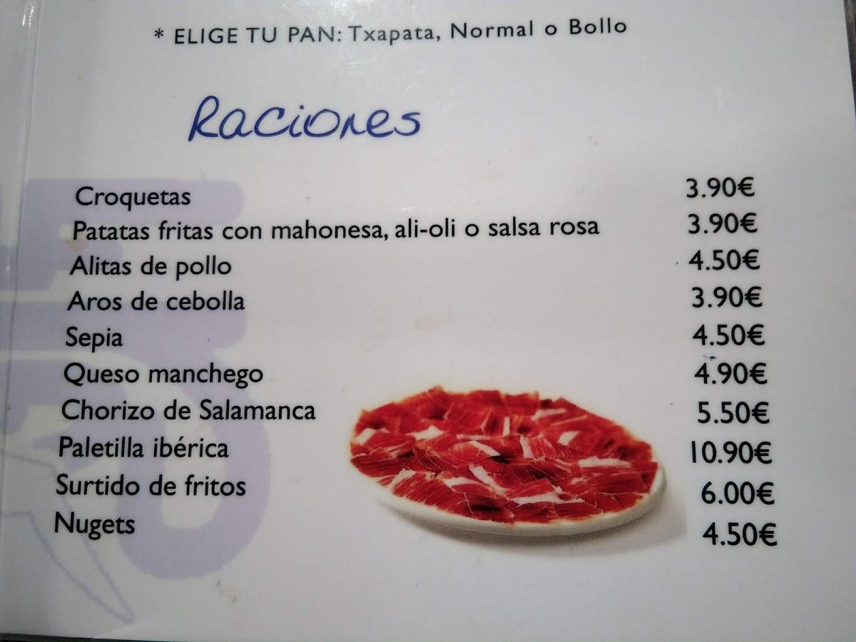Menu at Blue-Bird restaurant, Barakaldo