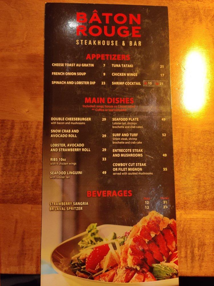 Menu at Bâton Rouge Grillhouse & Bar, Laval, Boul. le Carrefour