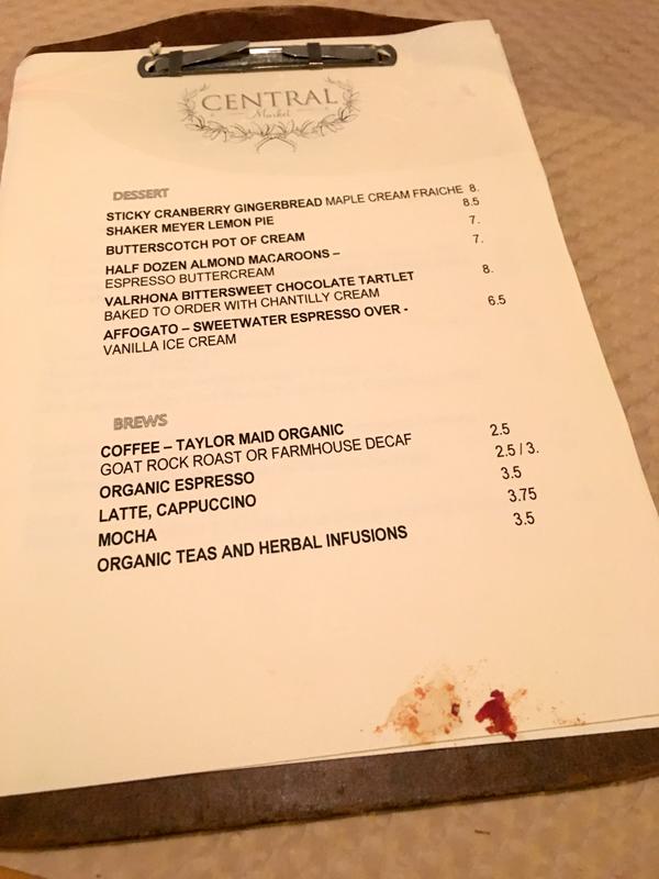 Menu at Central Market pub & bar, Petaluma