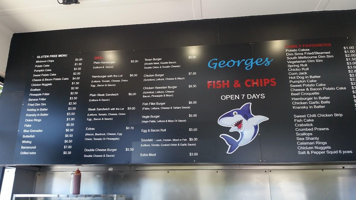 Menu at Georges Fish & Chip Shop fast food, Bacchus Marsh