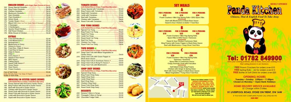Menu at Panda Kitchen Stoke fast food, Stoke-on-Trent