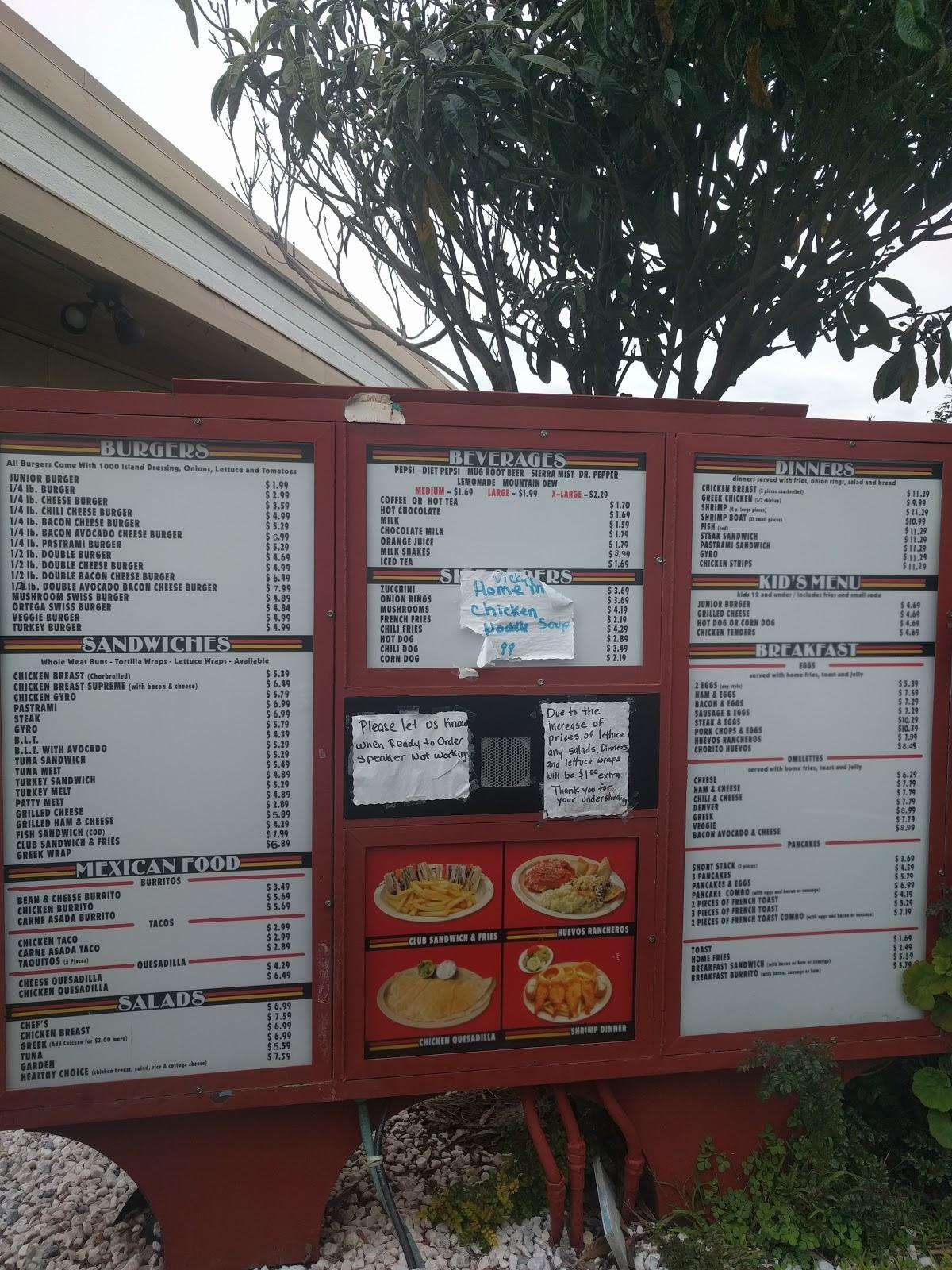 Menu at Paul's Place restaurant, Oceanside