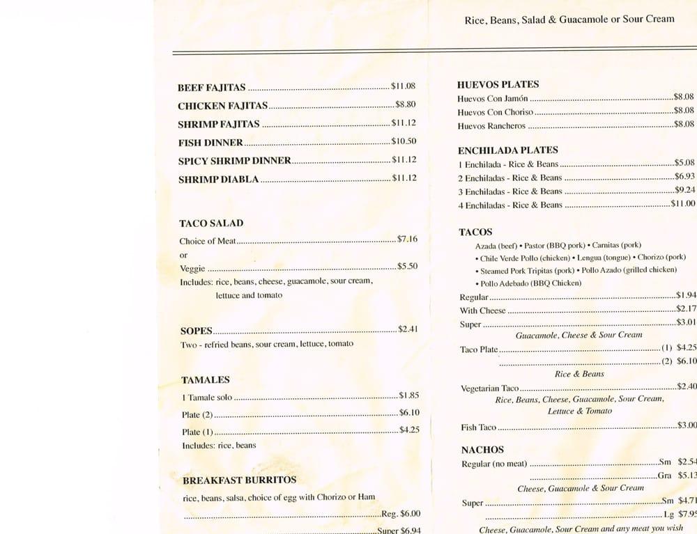 Menu at The Happy Taco Taqueria restaurant, Half Moon Bay