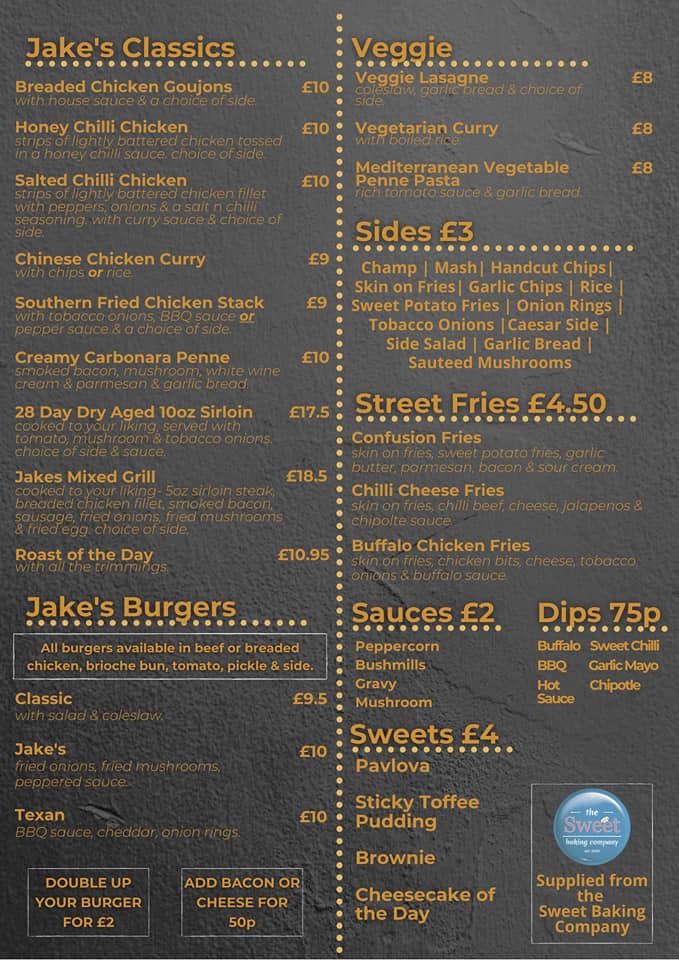 Menu at Jakes Cocktail Bar And Grill, Antrim