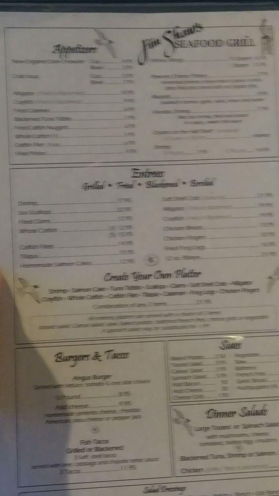 Menu at Jim Shaw's Seafood Grill restaurant, Macon