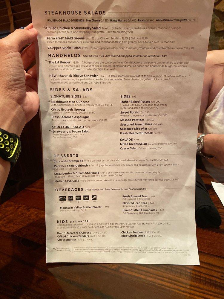 Menu at LongHorn Steakhouse, Rosedale, Pulaski Hwy