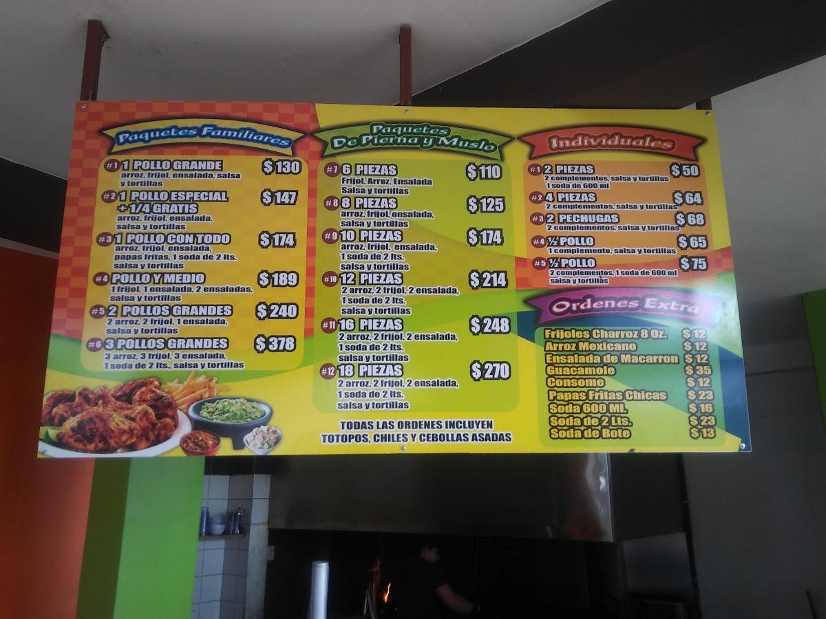 Menu at Pollo Feliz restaurant, Tijuana, Blvd. Cucapah 22036