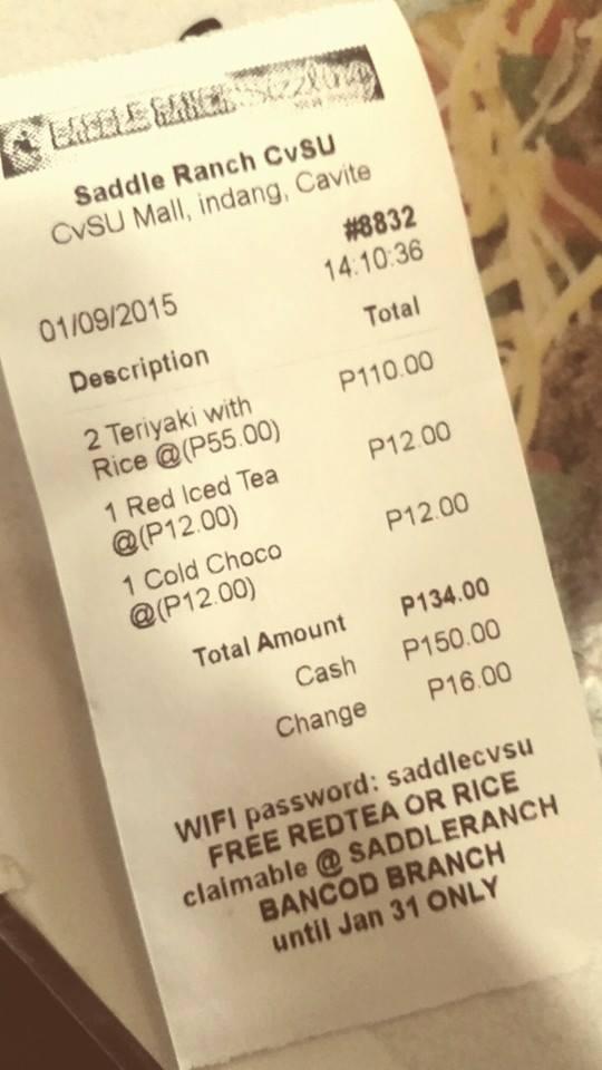 Carta de Saddle Ranch Sizzling Steakhouse, Indang