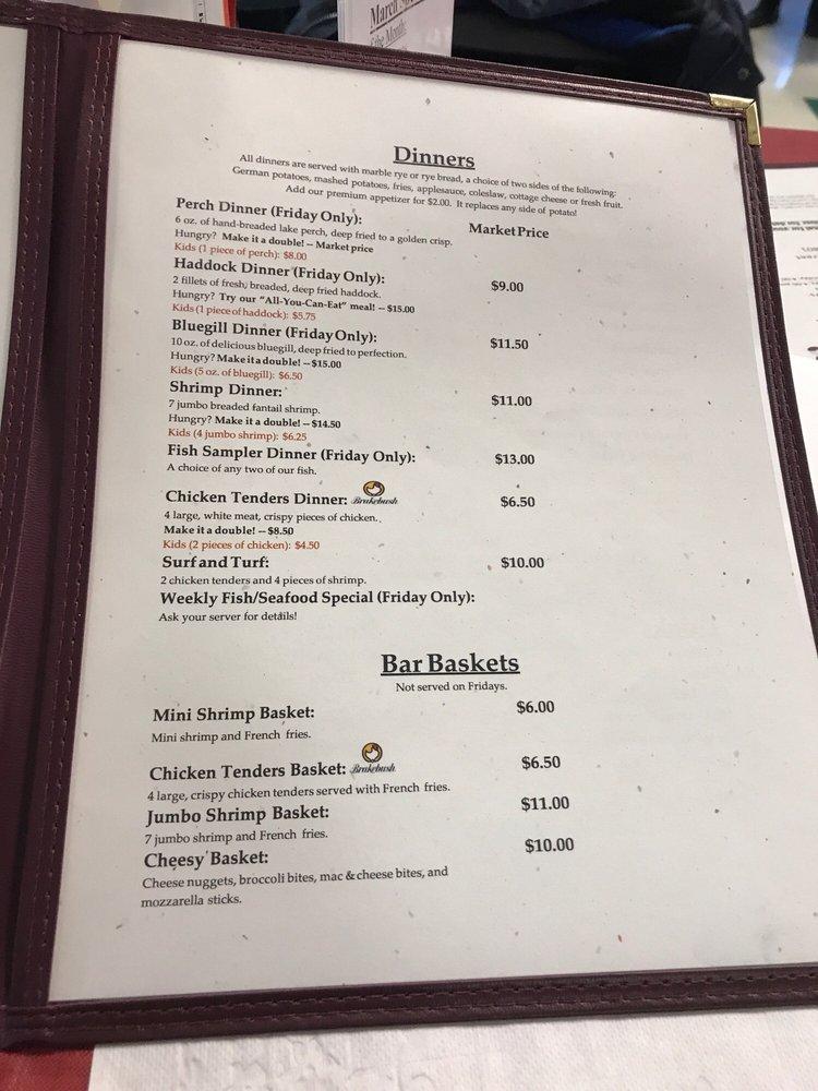 Menu at Vfw pub & bar, Sheboygan