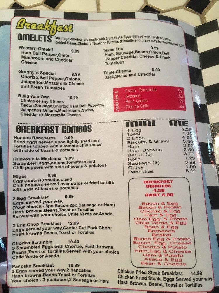 Menu at Addie's Diner restaurant, Midland