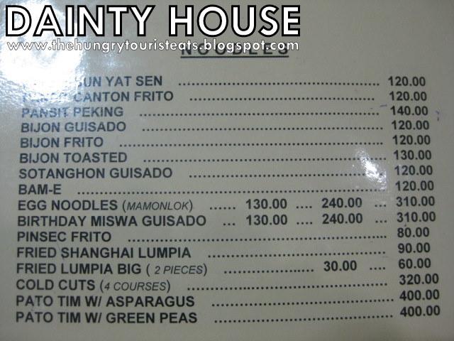 Menu at DAINTY HOUSE RESTAURANT, Iloilo City